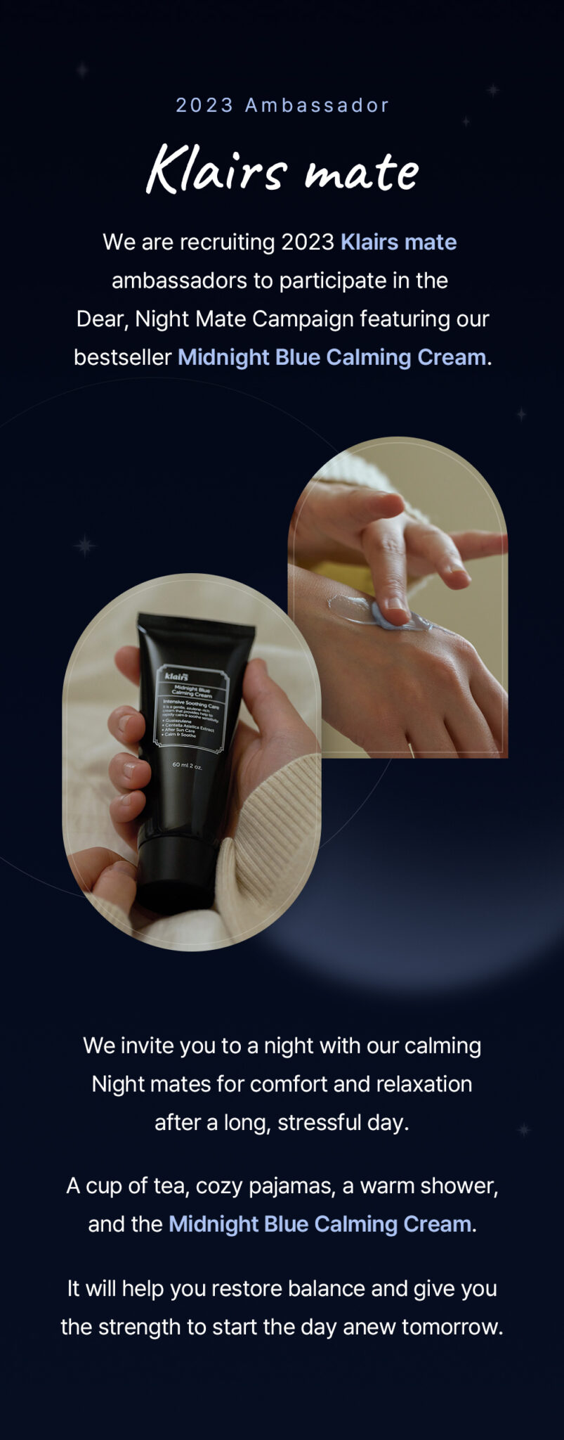 Dear, Night mate: Ambassador Recruitment - Dear Klairs